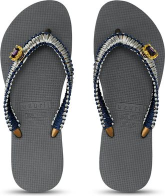UZURII Slipper & Pantoletten - Zehentrenner Silver Macrame Switch - Gr. 37_38 - in Silber - f&uuml;r Damen