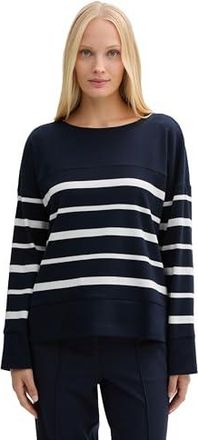Tom Tailor 1045550 T-Shirt &agrave; Manches Longues, 37544-blue offwhite Irregular Stripe, XL Femmes