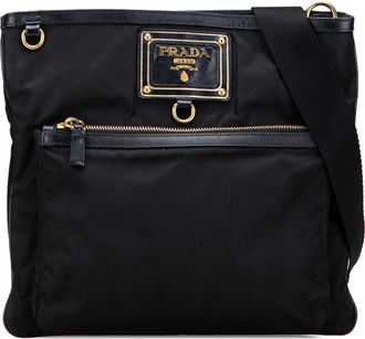 Prada Hobo Bags - Saffiano Trimmed Tessuto Snap Crossbody - Gr. unisize - in Schwarz - für Damen