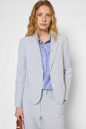 Gerard Darel Blazer en coton &agrave; rayures - RIVELLE - Bleu gris&eacute;