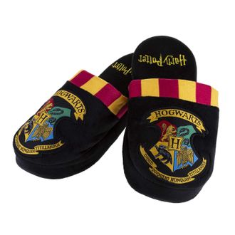 Harry Potter Groovy UK Hogwarts Damen Pantoffeln, 38/40 EU, Schwarz/Burgunderrot/Gelb
