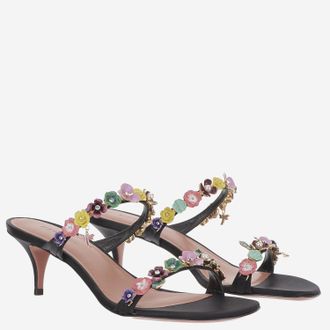 Amina Muaddi Womens Sandals Vittoria Black Satin And Metal