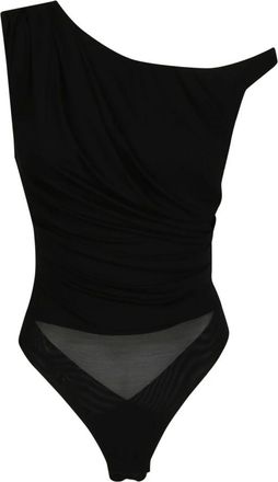 Elisabetta Franchi Femme, Tops, Noir, Taille: 42 FR Body en jersey avec d&eacute;tail de bijou &agrave; l&eacute;paule