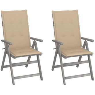 vidaXL Vidaxl - Chaises inclinables de jardin 2 pcs avec coussins Bois dacacia