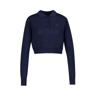 Marine Serre Langarm-Poloshirt - - Tops - Damen - Blau - S