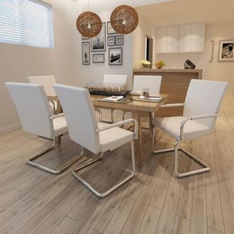 vidaXL Vidaxl - Chaises &agrave; manger cantilever lot de 6 blanc similicuir