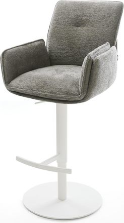 DELIFE Barstuhl Nela-Flex Boucl&eacute; Soft Schlamm Drehfu&szlig; h&ouml;henverstellbar Metall Wei&szlig;, Barst&uuml;hle