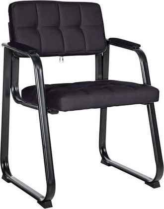 Clp Chaise Visiteur Canada B - Assise et Dossier Rembourré avec Revêtement en Similicuir - Chaise de Cuisine avec Accoudoirs - Piétement en Méta, Couleur: