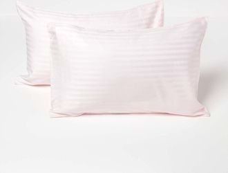 Homescapes 2er-Set Kinder-Kissenbezüge 40x60 cm rosa, Damast Kissenhüllen 100% ägyptische Baumwolle, Fadendichte 330