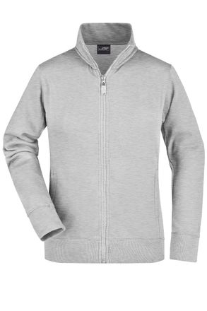 James & Nicholson Damen Sweatjacke - Hochwertige Sweatjacke mit Stehkragen | Farbe: grey-heather | Grösse: XXL