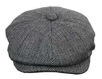 TruClothing Béret Homme Tweed Style Newsboy British Gentleman Casquette Plate Grand père Ã 8 Quartiers Gris XXL