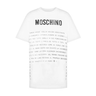 Moschino Wei&szlig;es Logo-Print Rundhals T-Shirt - - Tops - Damen - Wei&szlig; - S