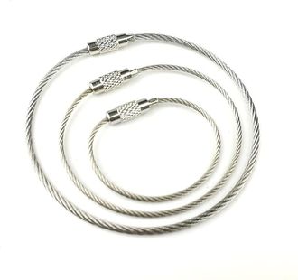 Generic 1 Set EDC Schl&uuml;sselanh&auml;nger Etikett Seil aus Edelstahl Draht Schnalle Schraube Schloss Gadget Ring Schl&uuml;ssel Kreis Camp Werkzeug zum Aufh&auml;ngen Einfach
