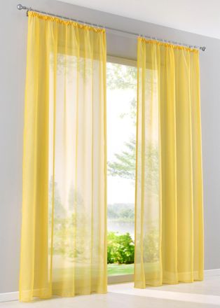 Liya 1 Stück Gardine mit Kräuselband Vorhang Transparent Voile Gardinen (BxH 140x225cm, Gelb)