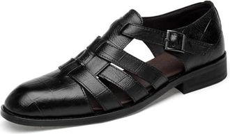 Generic Sandales daffaires à bout fermé pour homme, chaussures romaines creuses avec boucle de cheville, sandales dété respirantes pour la plage de pêcheur, N