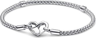 Pandora Armband mit Infinity Herzverschluss aus Sterlingsilber in der Farbe Silber, Kompatibel mit PANDORA Moments Armbänder, Länge: 17cm, 592453C00-17