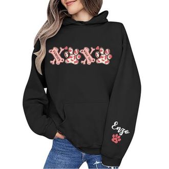 Generic Sweatshirt imprim&eacute; chien Saint-Valentin 2026 amoureux maman papa, Noir, XXL