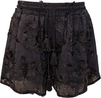 Weili Zheng Femme, Shorts, Noir, Taille: 38 FR Shorts en mousseline brod&eacute;e