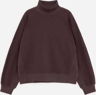 Arket French-Terry-Sweatshirt Mit Stehkragen -Braun