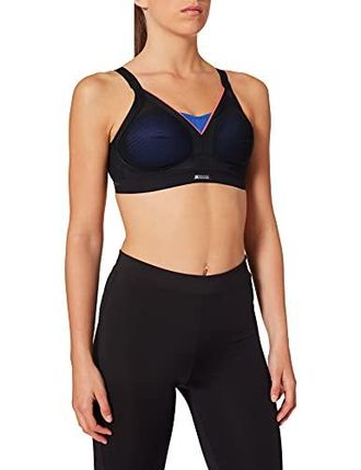 Shock Absorber Paddé - Soutien-gorge de sport - Brassière - Uni - Femme - Noir (Noir/Bleu) - 100B (Taille fabricant : 100B)