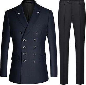 Generic Ensemble de costume &agrave; double boutonnage pour homme - Coupe ajust&eacute;e - Solide - Pour les affaires, les mariages, les bals de fin dann&eacute;e, le d&icirc;ner, le sm