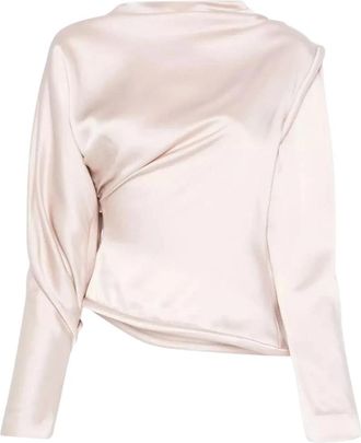 Victoria Beckham Femme, Blouses et Chemises, Rose, Taille: 34 FR Blouse en satin cr&ecirc;pe