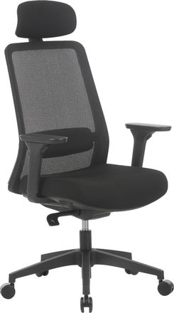 Novel Drehstuhl, Schwarz, Kunststoff, Textil, Drehkreuz, 64x114-124x64 cm, Wippfunktion, Sitzfl&auml;che 360&deg; drehbar, inklusive Armlehnen, Arbeitszimmer, B&uuml;rost