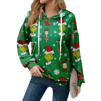 Generic Le Grinch Sweat Femme A Capuche Adulte Costume Vetement Pyjama Femmes Sweet Noel 2025 Moche Pulls The Polaire Noël Pull Pilou Chaud Sweatshirts Oversi