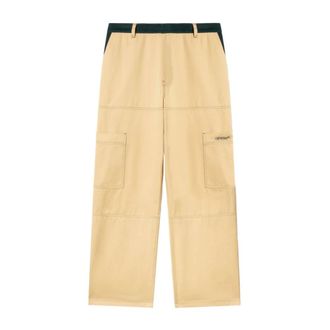 Off-white Homme, Pantalons, Jaune, Taille: S Pantalon Large avec Logo Brodé