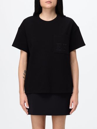 Elisabetta Franchi T-shirt en coton avec poche plaqu&eacute;e et logo ton sur ton