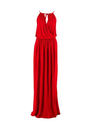 Just Cavalli Tie Neck Red Draped Maxi Dress Size XS