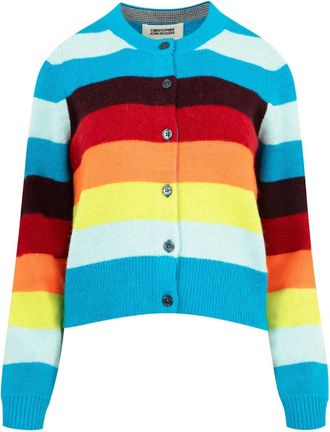 Christopher John Rogers cardigan crop à rayures - Bleu