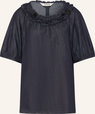 Max Mara Blusenshrit Catia In Jeansoptik Mit Schmucksteinen blau
