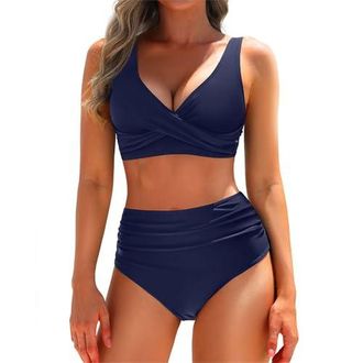 Generic Lot de 10 maillots de bain 2 pi&egrave;ces pour femme avec taille haute et couverture compl&egrave;te, Marine, XXL