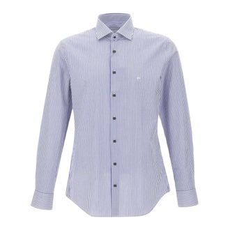 Michael Kors Chemise Popeline Bengal Stripe Coupe Ajust&eacute;e - Homme - Chemises - Bleu - Taille: 4XL