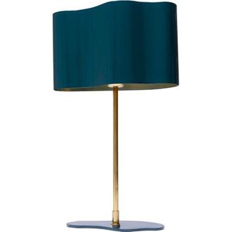 Kare Design Design Tischlampe Cloudy Oval Petrol, 49cm Höhe, Blau, Edelstahl, Metall, Moderne Tischleuchte, Büro, Wohnzimmer, keine Leuchtmittel inklusive, 49x30x