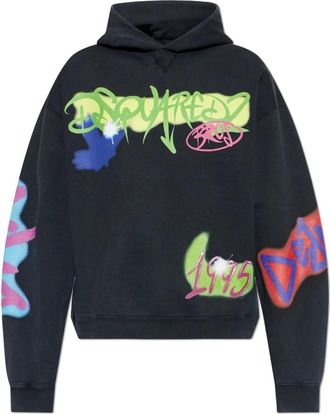 Dsquared2 Homme, Sweatshirts et sweats &agrave; capuche, Noir, Taille: XL Printed SweaT-shirt