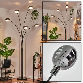 HOFSTEIN Stehleuchte Nikkala, Stehlampe aus Metall in Schwarz/Chrom/Wei&szlig; mit Marmorfu&szlig;, verstellbare Leuchte im Retro/Vintage-Design, Schalter am Geh&auml;use, E14,