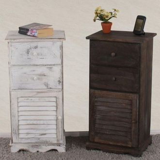 Mendler Commode / armoire, 2 tiroirs, 1 porte, 40x32x80cm, shabby, vintage, marron