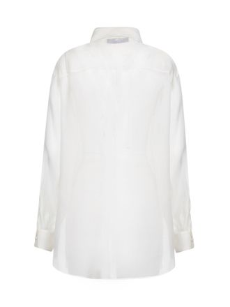 Fendi Womens Shirt With Ajour Organza Motif White Cupro