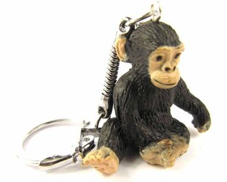 Miniblings Schimpanse Affe Menschenaffe Schl&uuml;sselanh&auml;nger - Handmade Modeschmuck I Anh&auml;nger Schl&uuml;sselring Schl&uuml;sselband Keyring - Schimpanse Affe Menschenaffe