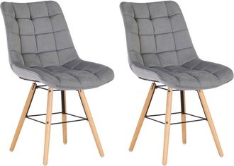 Clp 2er Set Esszimmerstühle Leni Samt grau