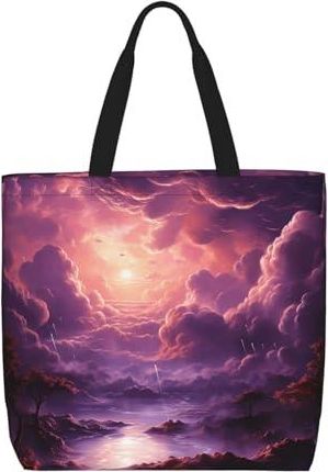 Generic Nuage Violet Sac Fourre Tout R&eacute;utilisable Sacs De Courses D&eacute;contract&eacute; Sac Fourre-Tout Pour Voyage Gym Universit&eacute;