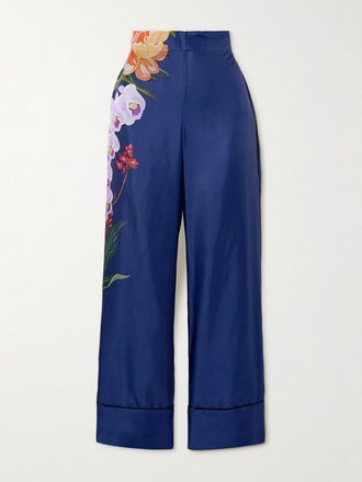 Borgo De Nor Havana Hose Mit Weitem Bein Aus Seiden-twill Mit Blumenprint - Blau