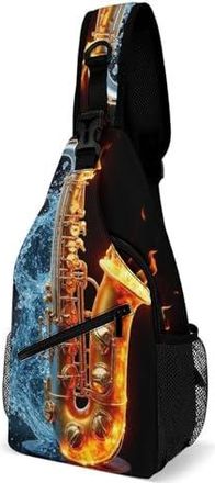 Generic Sacoche Port&eacute; &eacute;paule Saxophone Eau et Feu Mignon R&eacute;glable Sac Bandouli&egrave;re Antivol Sac &agrave; Poitrine pour Cyclisme Homme Randonn&eacute;e