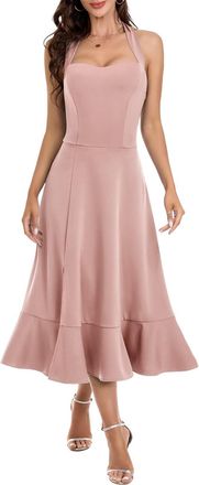 Dresstells Cocktailkleid Damen Elegant Brautkleid Standesamt Confirmationskleider Festliche Ballkleid Kleid Hochzeitsgast Blush S