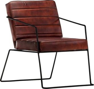 vidaXL vidaXL Fauteuil Marron fonc&eacute; Cuir v&eacute;ritable