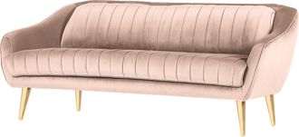 Red Living home24 Sofa Margon 3-Sitzer Pink/Hellrosa Samt 215 x 83 x 90cm Gold Glamour