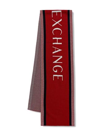 A|X Armani Exchange &eacute;charpe &agrave; d&eacute;tails ray&eacute;s - Rouge