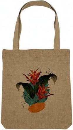 Fabulous Sac Shopping Tote Bag Aspect Lin - Heliconia Plante Tropicale Exotique Jungle - Sac de Courses Toile Epaisse 360g Beige Naturel Cabas Port&eacute; Epaule Sol